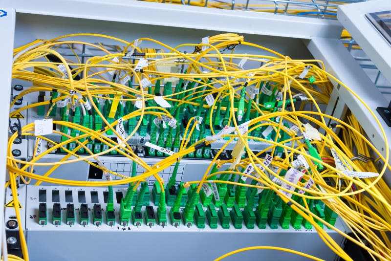 Fiber Optic Cables Connected into Main Data Switch Stock Photo - Image ...