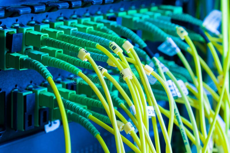 Fiber Optic Cables Connected into Main Data Switch Stock Photo - Image ...
