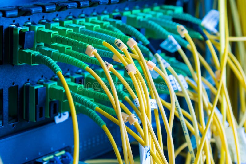 Fiber Optic Cables Connected into Main Data Switch Stock Image - Image ...