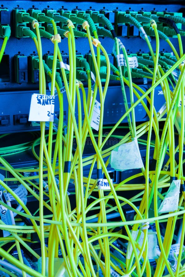 Fiber Optic Cables Connected into Main Data Switch Stock Image - Image ...