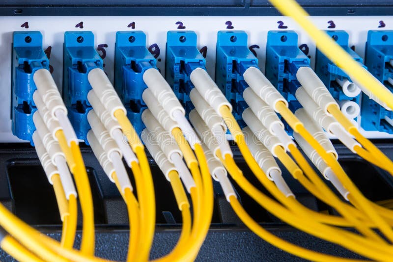Fiber Optic Cables Connected into Main Data Switch Stock Photo - Image ...