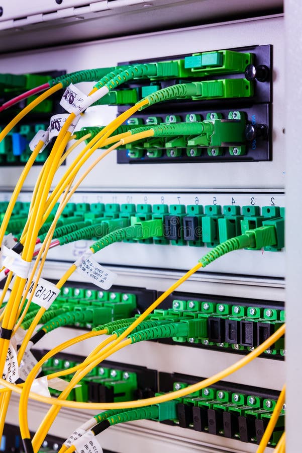 Fiber Optic Cables Connected into Main Data Switch Stock Photo - Image ...