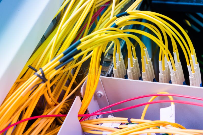 Fiber Optic Cables Connected into Main Data Switch Stock Photo - Image ...