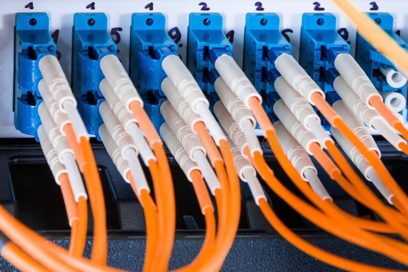 Fiber Optic Cables Connected into Main Data Switch Stock Photo - Image ...