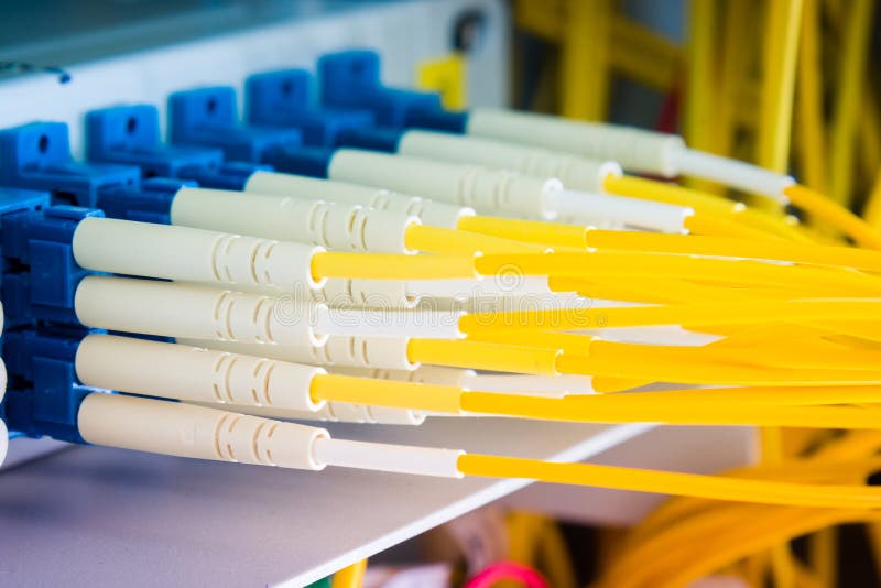 Fiber Optic Cables Connected into Main Data Switch Stock Image - Image ...