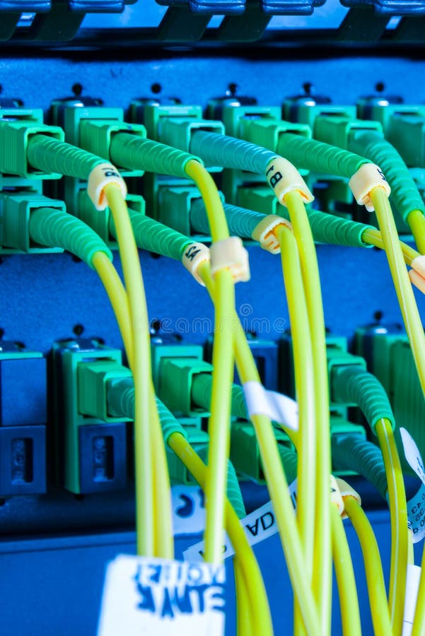 Fiber Optic Cables Connected into Main Data Switch Stock Image - Image ...