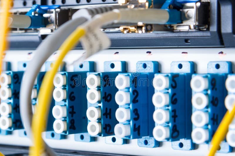 Fiber Optic Cables Connected into Main Data Switch Stock Image - Image ...