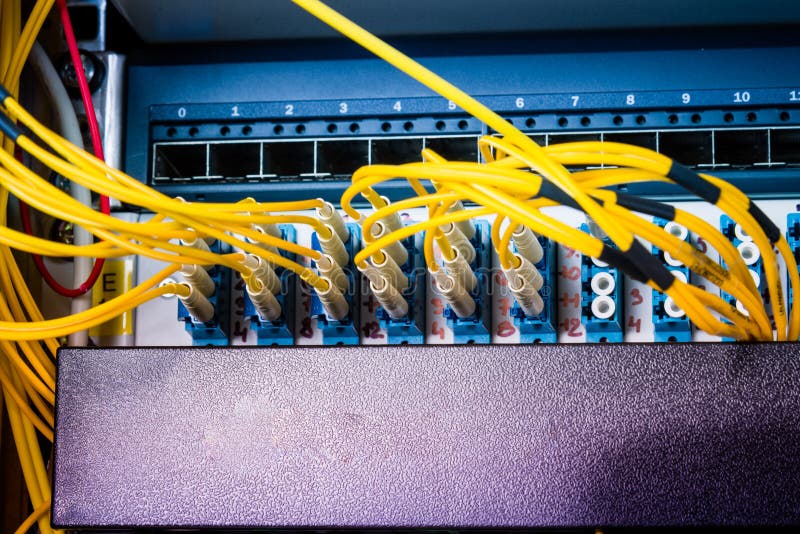 Fiber Optic Cables Connected into Main Data Switch Stock Image - Image ...