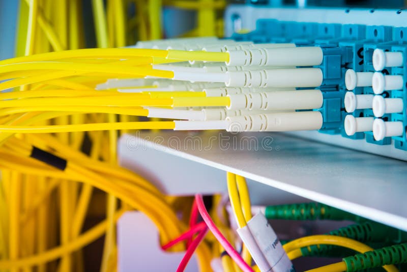 Fiber Optic Cables Connected into Main Data Switch Stock Photo - Image ...