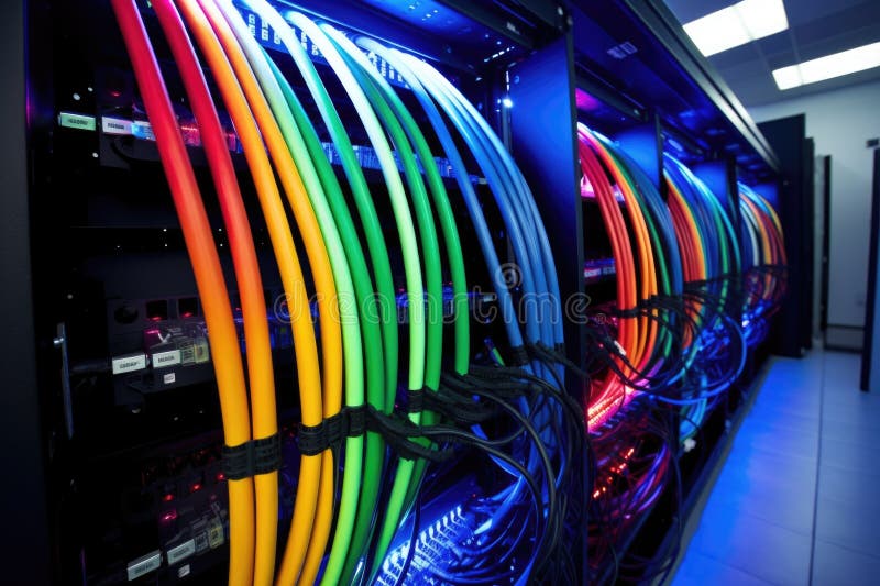 Fiber Optic Cables Connected To Enterprise Storage Stock Photo - Image ...