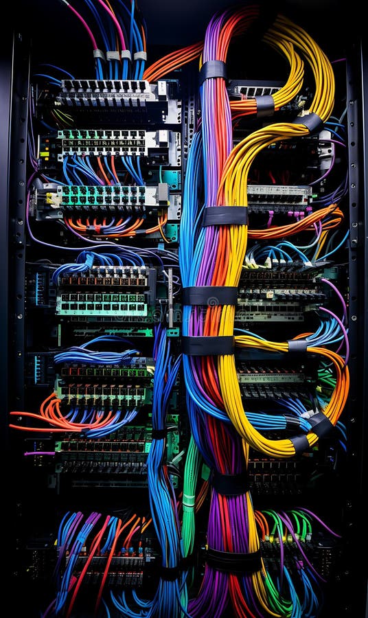 Fiber Optic Network Hub and Patch Cables Stock Illustration ...