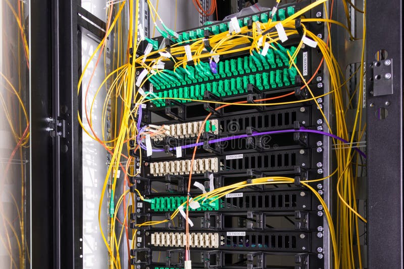 Fiber Optic Cables Connected To Optic Ports, Network Cables Conn Stock ...