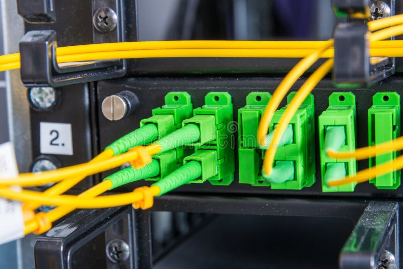Fiber Optic Cables Connected To an Optic Ports Stock Photo - Image of ...