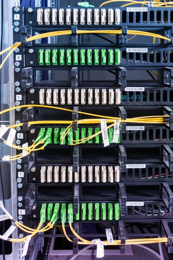 Fiber Optic Cables Connected To an Optic Ports Stock Image - Image of ...