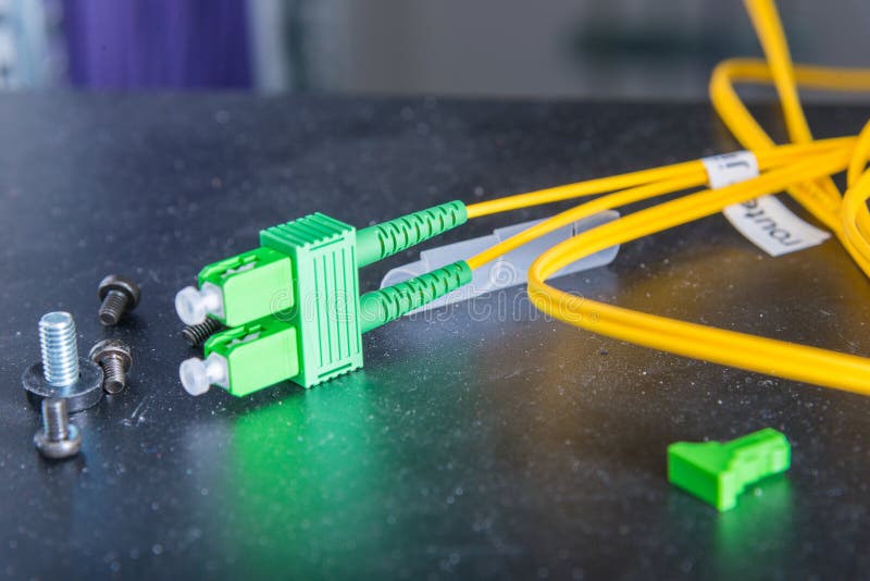 Fiber Optic Cables Connected To an Optic Ports Stock Image - Image of ...