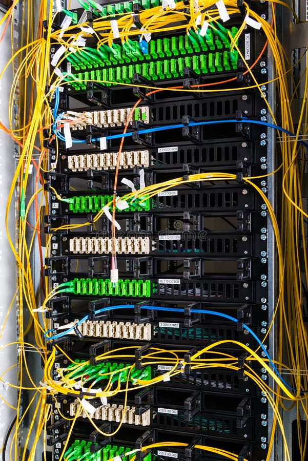Fiber Optic Cables Connected To an Optic Ports Stock Image - Image of ...
