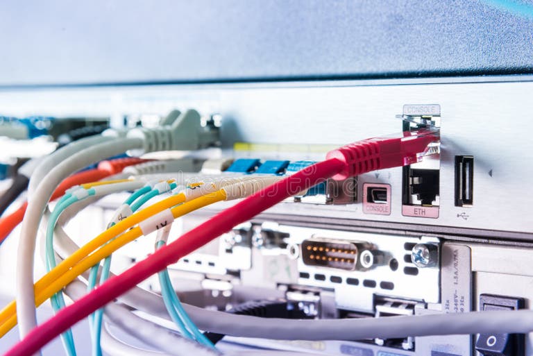 Fiber Optic Cables Connected To an Optic Ports Stock Image - Image of ...