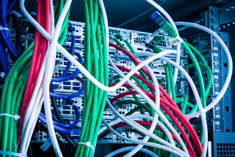 Fiber Optic Cables Connected To Optic Ports, Network Cables Conn Stock ...