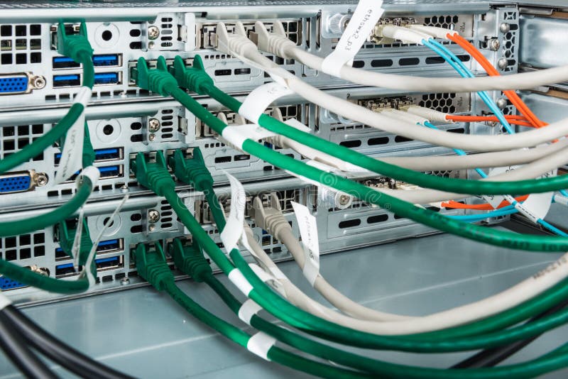 Fiber Optic Cables Connected To Optic Ports, Network Cables Conn Stock ...