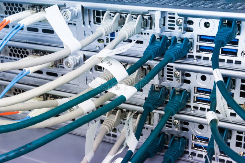 Fiber Optic Cables Connected To Optic Ports, Network Cables Conn Stock ...