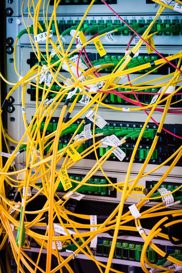 Fiber Optic Cables Connected To Server Stock Photo - Image of link ...