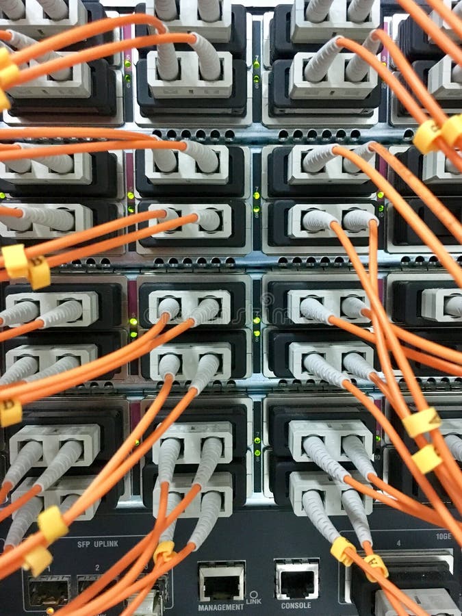 Fiber Optic Cables with Connectors in Group Stock Image - Image of mess ...