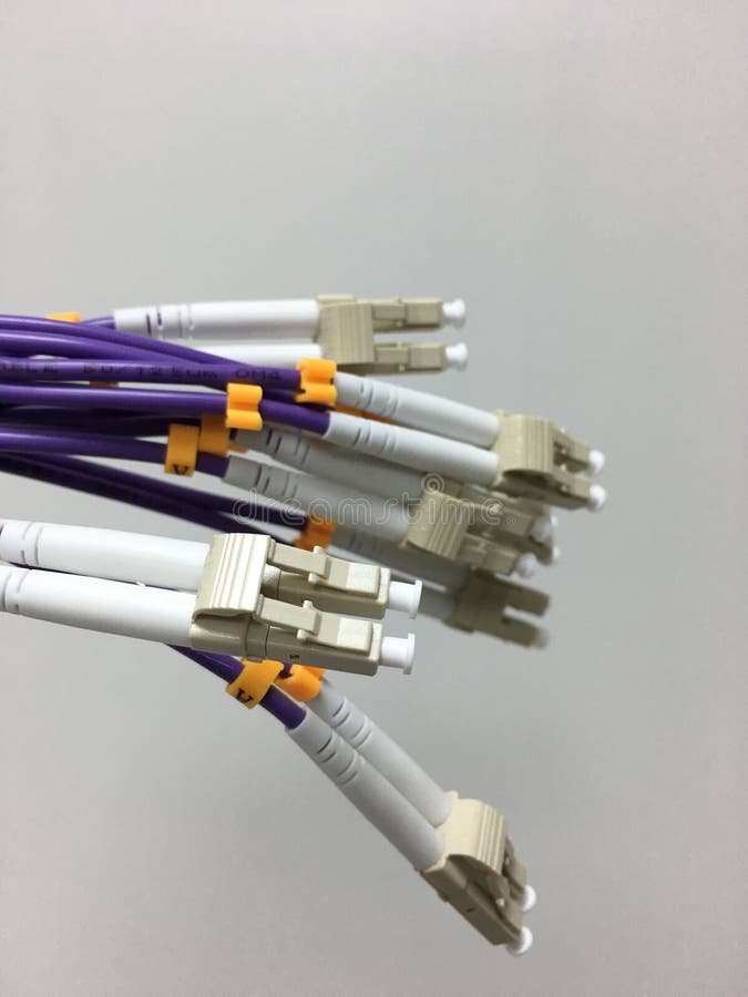 Fiber Optic Cables with Connectors in Group Stock Photo - Image of ...