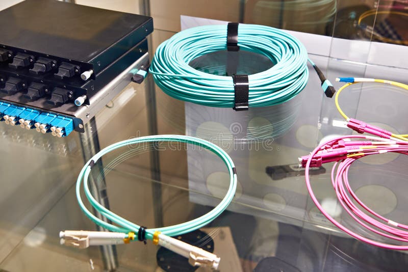 Fiber Optic Cables with Connectors Stock Photo - Image of optic, cord ...