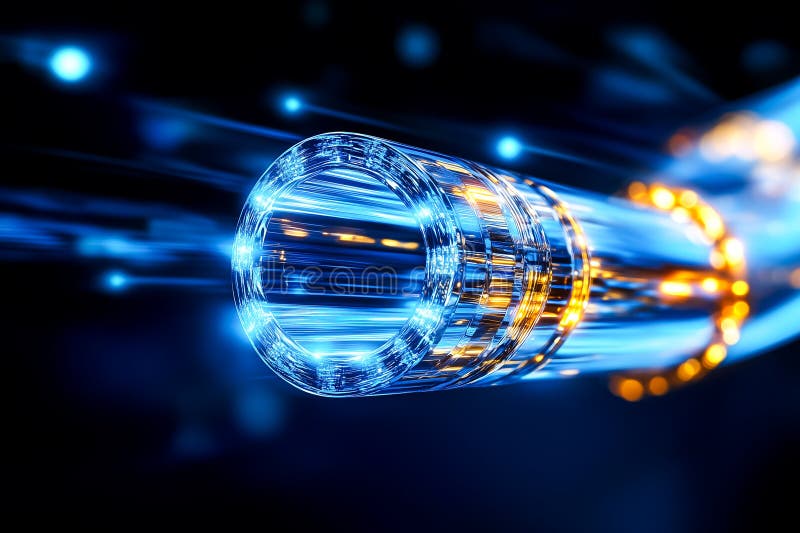 Fiber Optic Cables Emit a Bright Blue Light, Showcasing Advanced ...