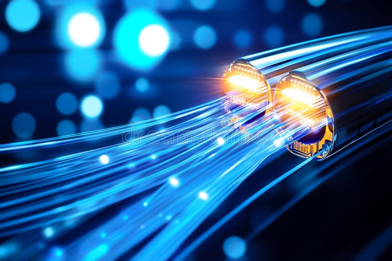 Fiber Optic Cables Emit a Vibrant Blue Light, Creating a Striking ...