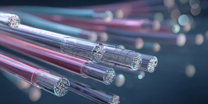 Fiber Optic Cables Glowing in a Dynamic Arrangement, Illustrating ...