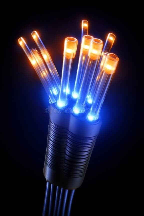Fiber Optic Cables, Glowing Lights, High Speed Internet, Data ...