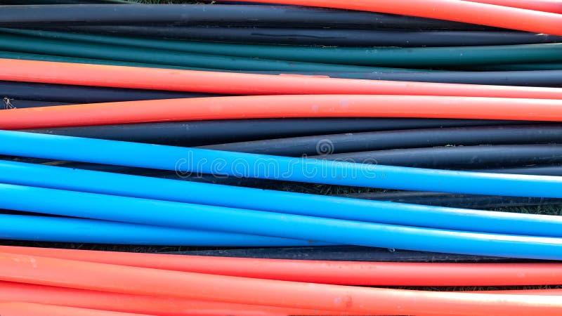 Fiber Optic Cables for Internet and Telephone, Power Transmission Stock ...