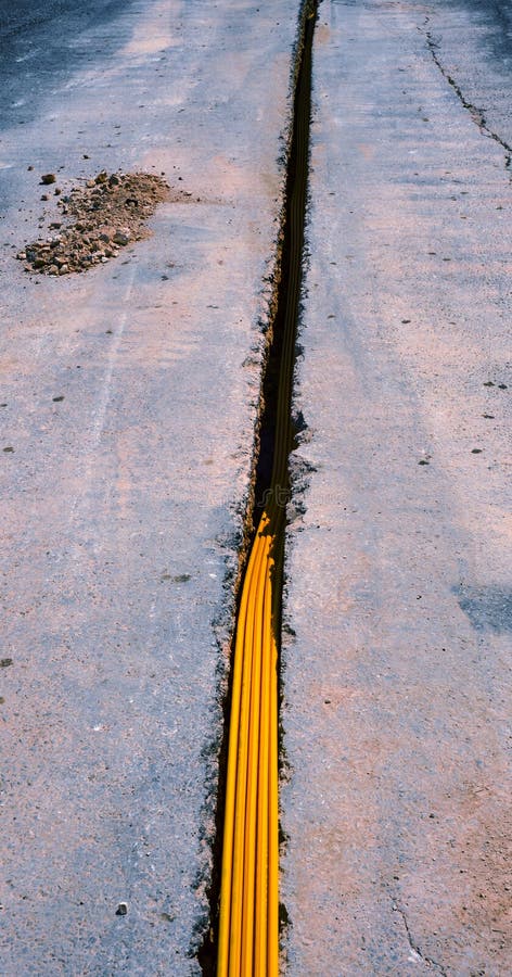 Fiber Optic Cables, Micro Trench, Stock Photo - Image of transport ...
