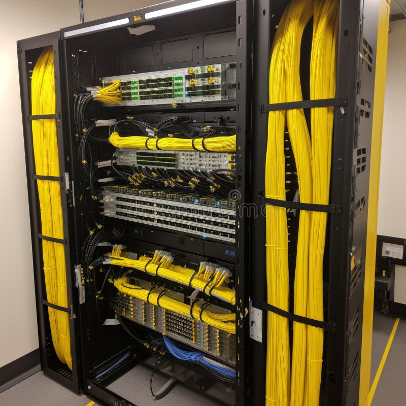Fiber Optic Cables Plugged in Network Switch Panel Inside Data Center ...