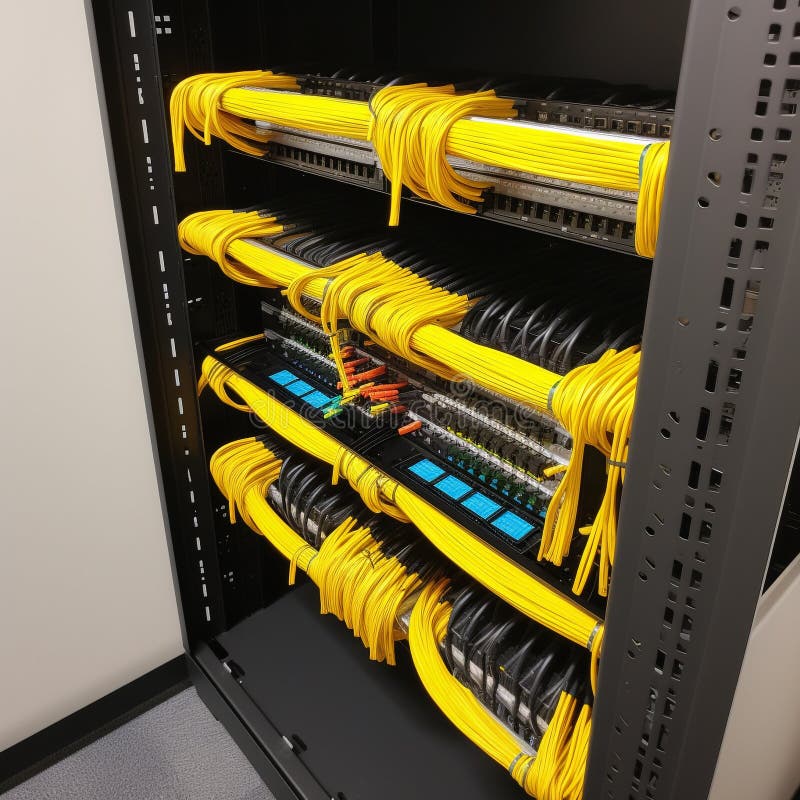 Fiber Optic Cables Plugged in Network Switch Panel Inside Data Center ...