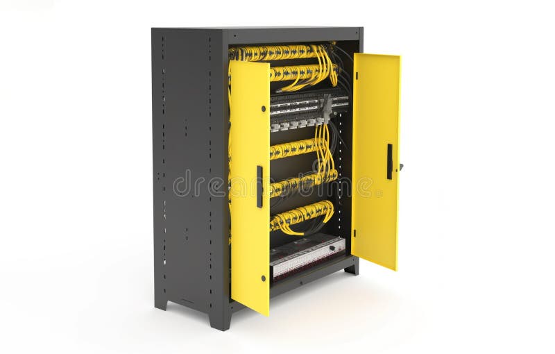 Fiber Optic Cables Plugged in Network Switch Panel Inside Data Center ...