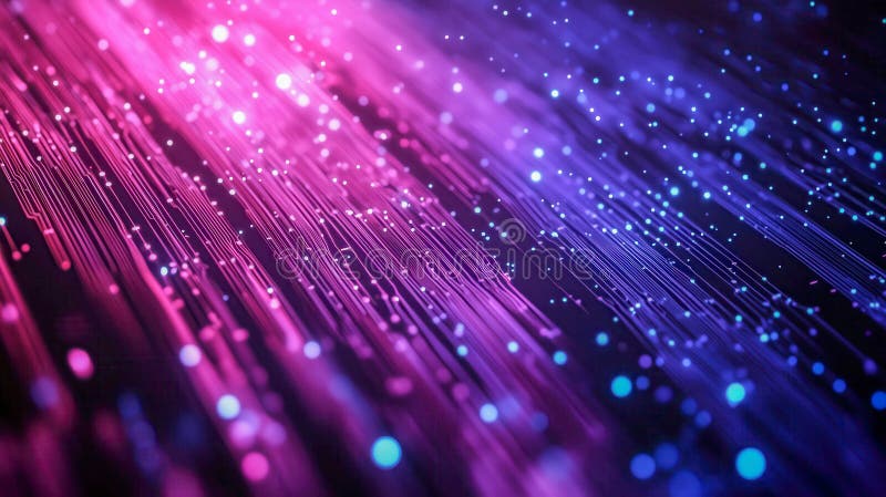 Fiber Optic Cables Transferring Data with Futuristic Pink and Blue ...