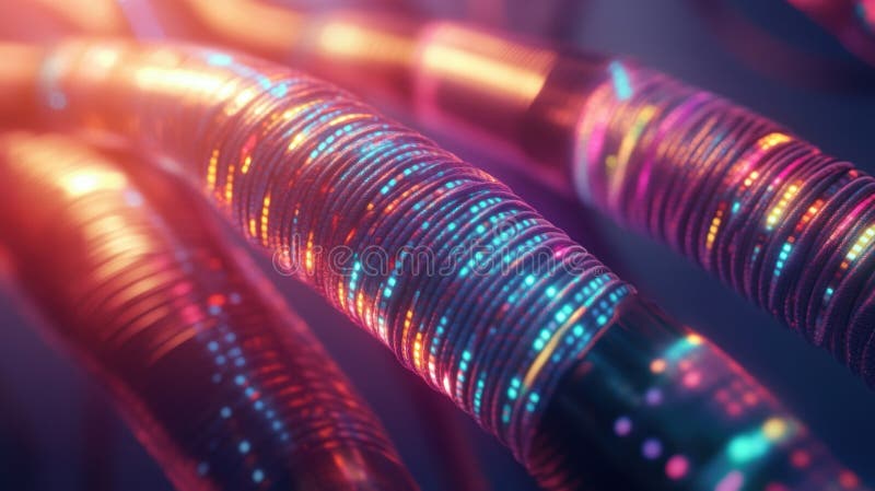 Fiber Optic Cables Transferring Data with Glowing Lights Stock Image ...