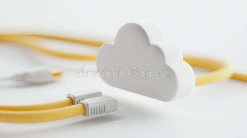 Fiber Optic Cables Transferring Data To a Cloud Computing Icon Above a ...