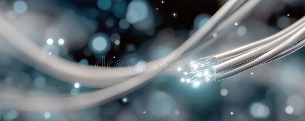 Fiber Optic Cables Transmitting Data in a Dynamic, Illuminated ...