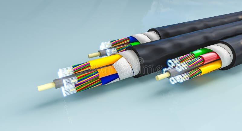 Fiber Optic Cables Transmitting Data with Light Pulses Stock Image ...