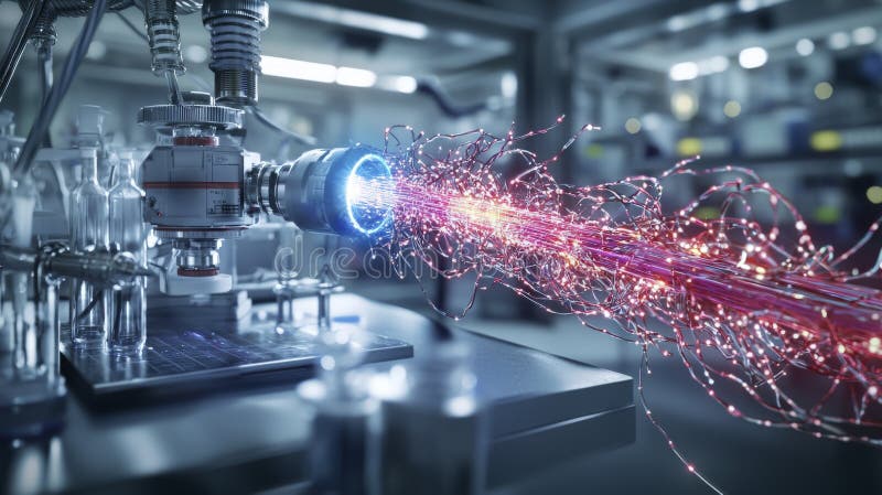 Fiber Optic Cables Transmitting Vivid Light Pulses in High-tech ...