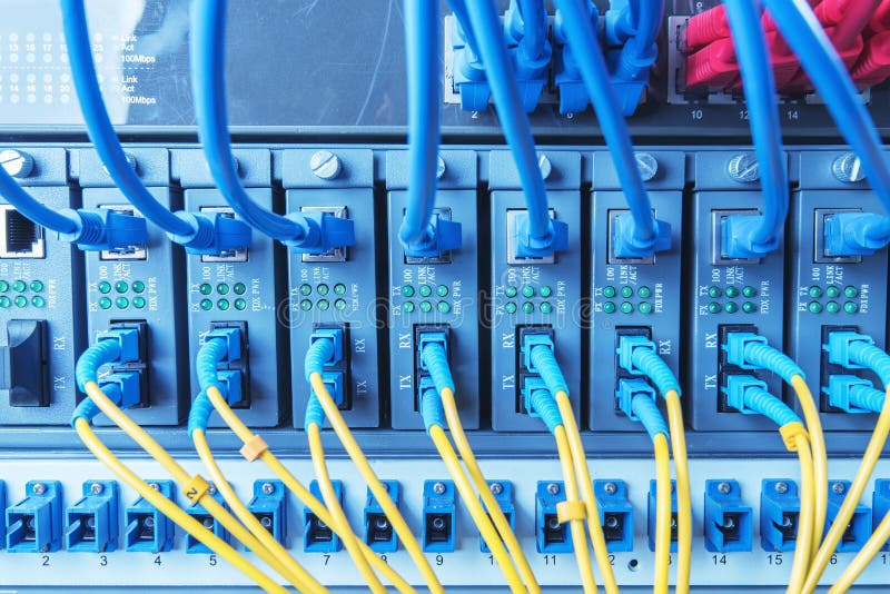 Colorful High Speed Optical Fiber Cables Connected To the Cloud Network ...