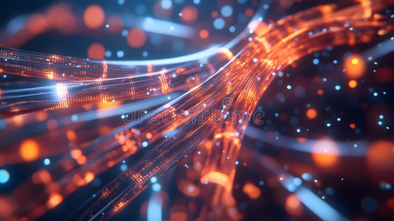 Fiber Optic Cables with Visible Optics Components, Illustrating the ...