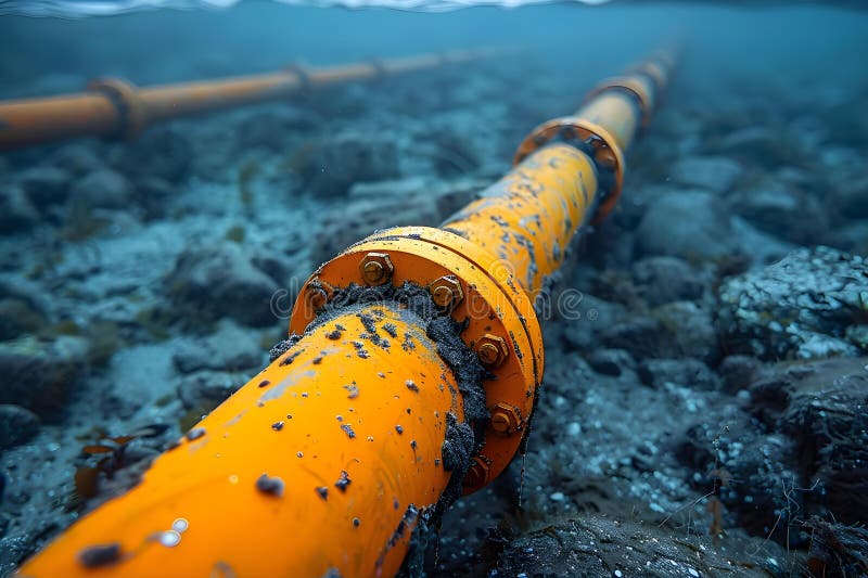 Fiber Optic Communication Cables Laid at the Bottom of the Sea. Concept ...