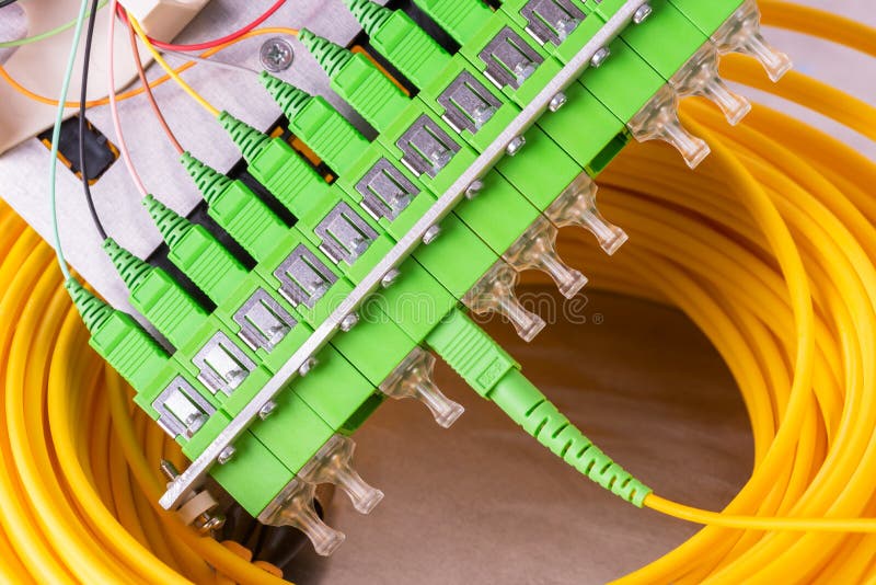 Fiber Optic Connection, Spice Tray in Optical Distribution Frame Stock ...