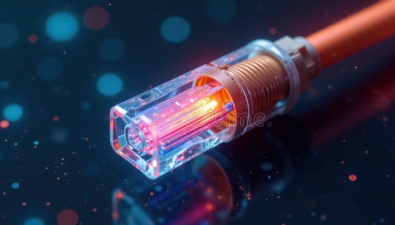 Fiber Optic Connector Open, Revealing Internal Components, Fiber Optic ...