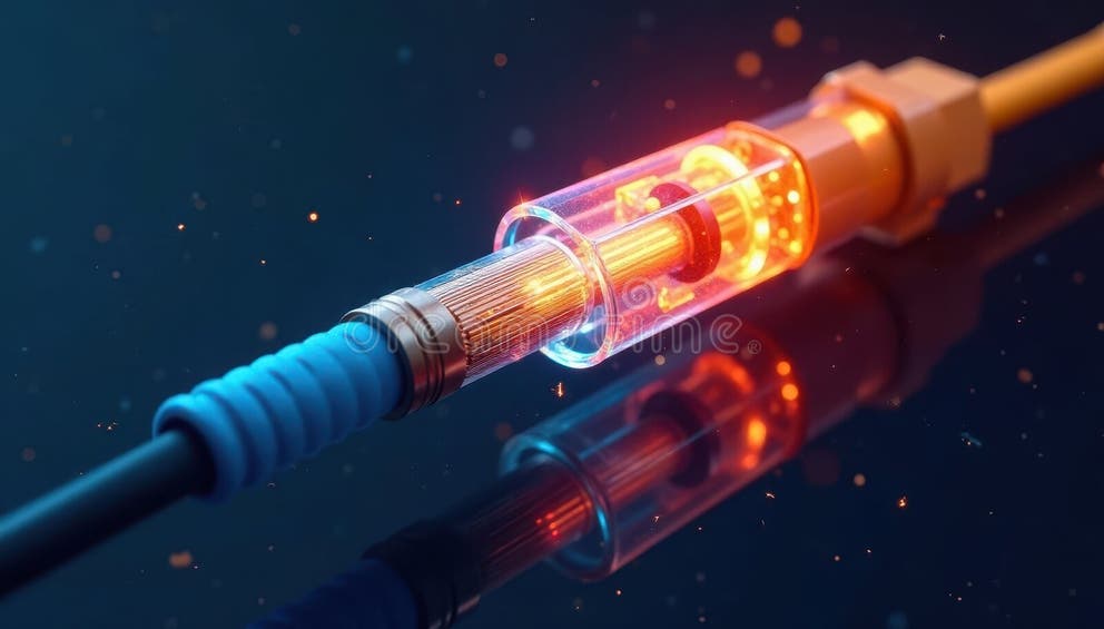 Fiber Optic Connector Open, Revealing Internal Components ...