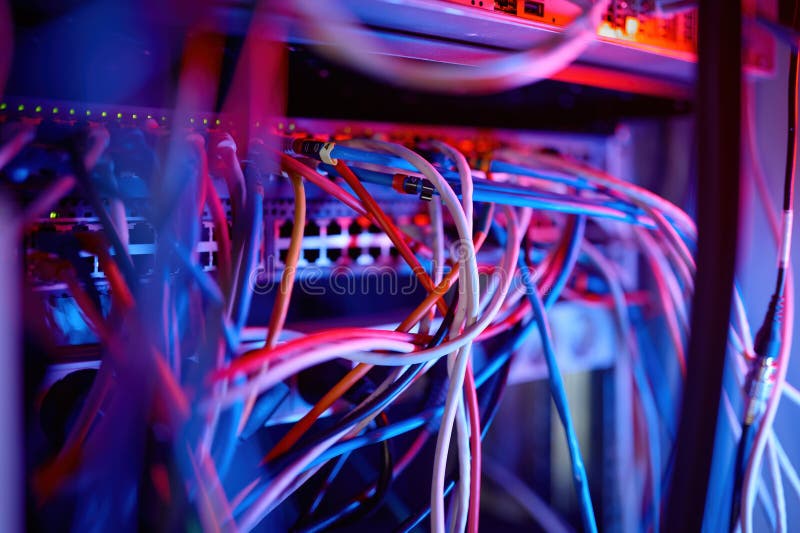 Fiber Optic Equipment in Data Center Server Room Stock Image - Image of ...